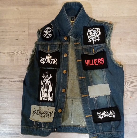 Jackets & Coats | Vintage Punk Rock Patchwork Denim Vest | Poshmark